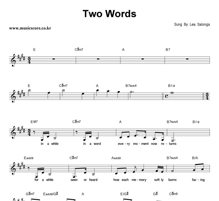 Lea Salonga Two Words 악보