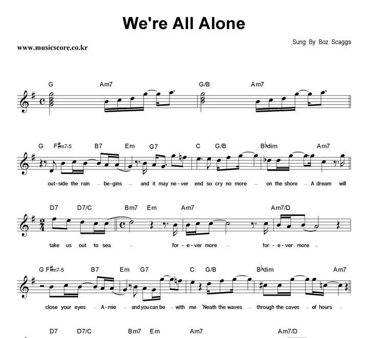 Boz Scaggs We're All Alone 악보