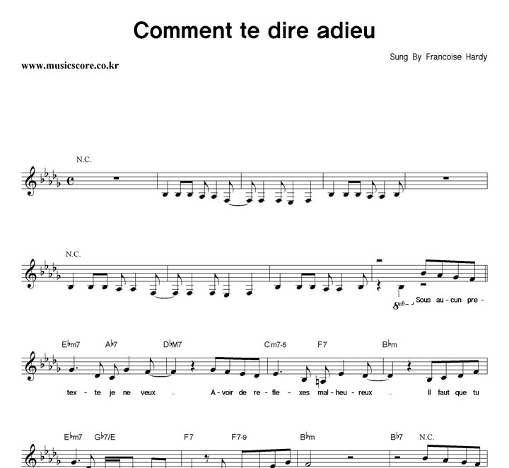 Francoise Hardy Comment Te Dire Adieu 악보