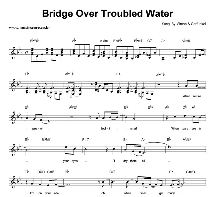 Simon And Garfunkel Bridge Over Troubled Water 악보