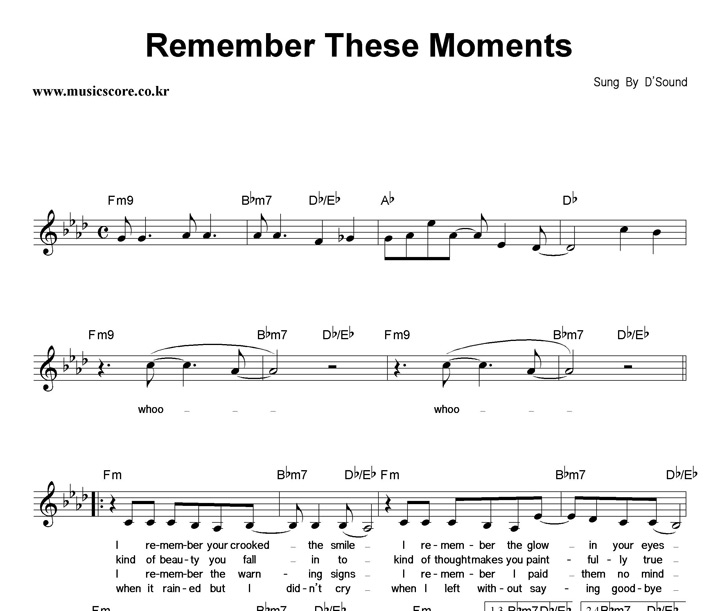 D'Sound Remember These Moments 악보