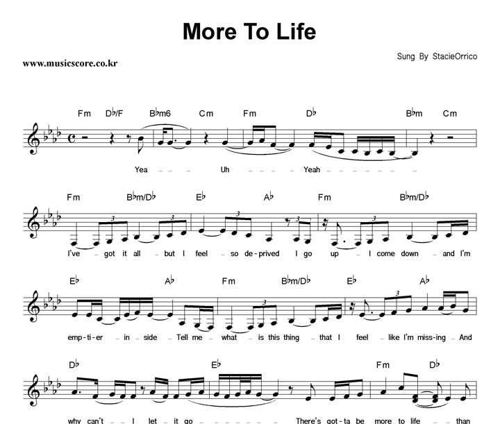 Stacie Orrico More To Life 악보