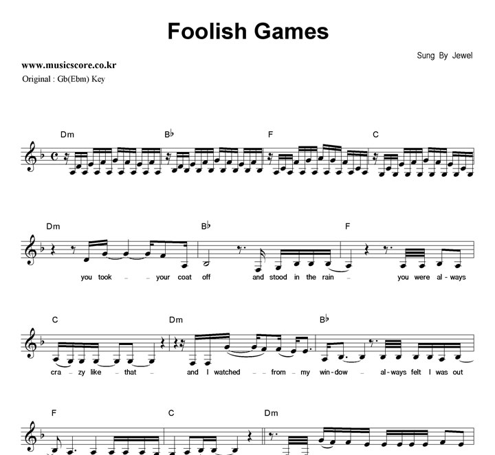 Jewel Foolish Games Piano Sheet Music at Erica Laforge blog