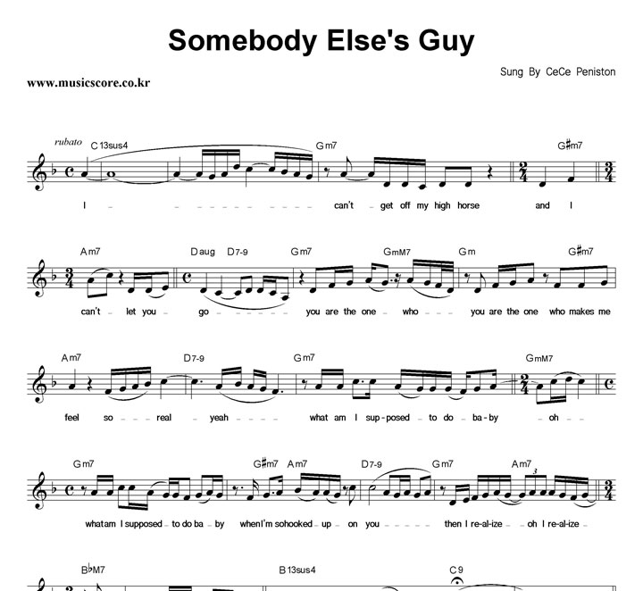 Ce Ce Peniston Somebody Else's Guy 악보