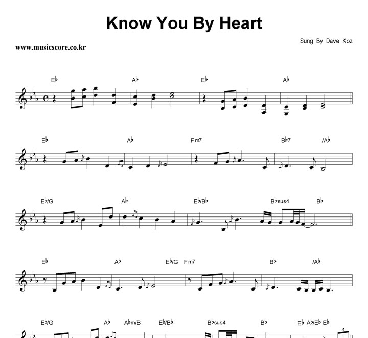 Dave Koz Know You By Heart 악보
