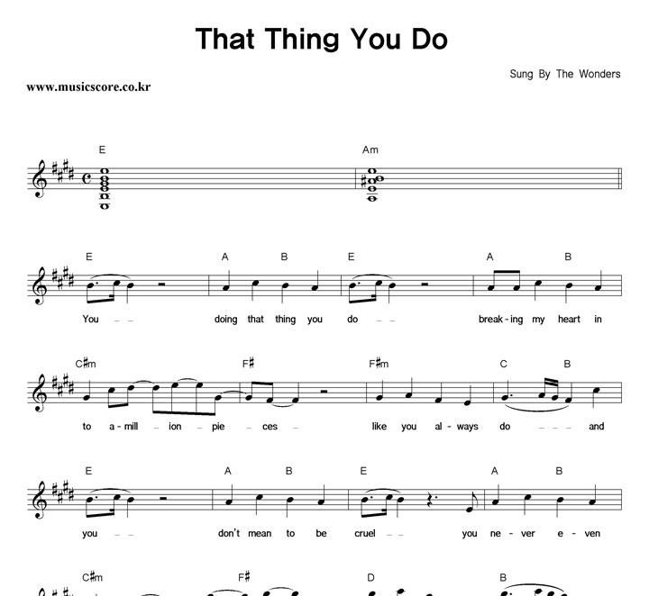 The Wonders That Thing You Do 악보