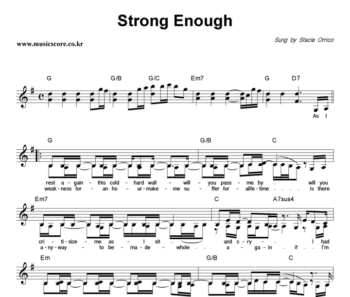 Stacie Orrico Strong Enough 악보