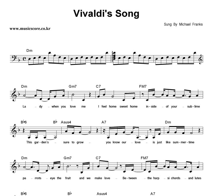 Michael Franks Vivaldi's Song 악보