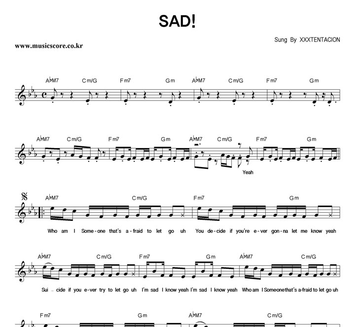 XXXTENTACION SAD! 악보