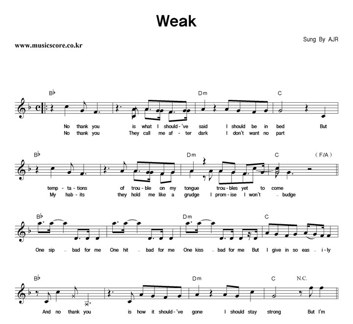 AJR Weak 악보